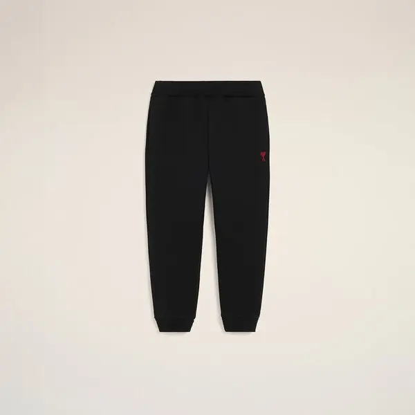 AMI Paris Organic Cotton Track Pants With De Coeur Embroidery