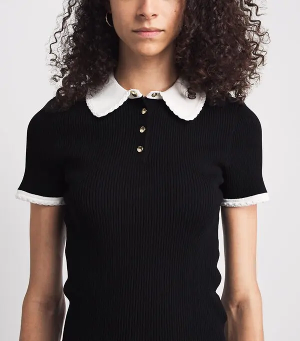 Maje Rib-knit Polo Shirt