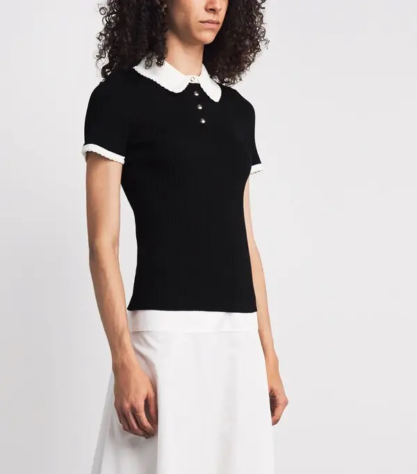 Maje Rib-knit Polo Shirt