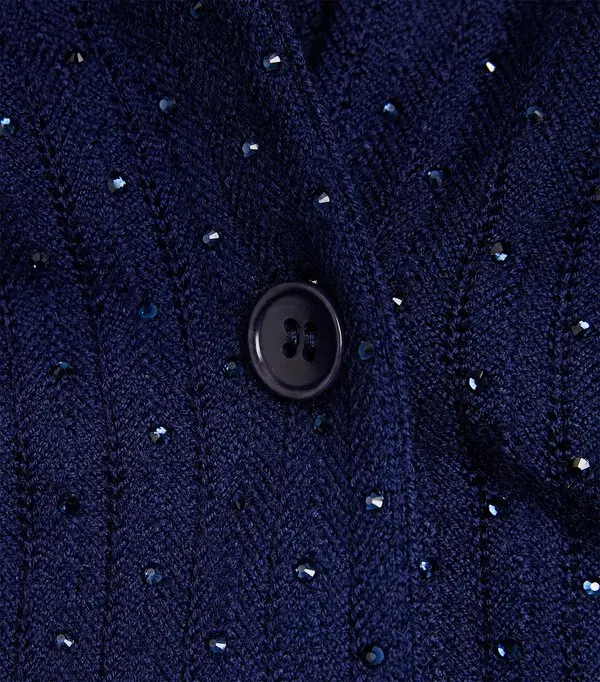 Maje Wool Embellished Polo Cardigan