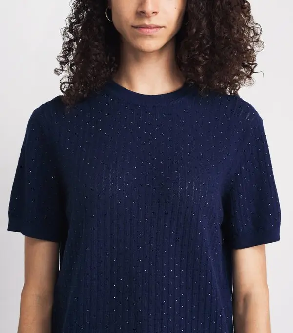 Maje Wool-blend Embellished Ribbed Sweater