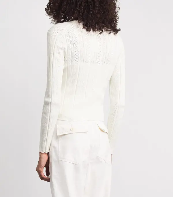 Maje Pointelle Knit Cardigan And Tank Top Set With Contrast Trim