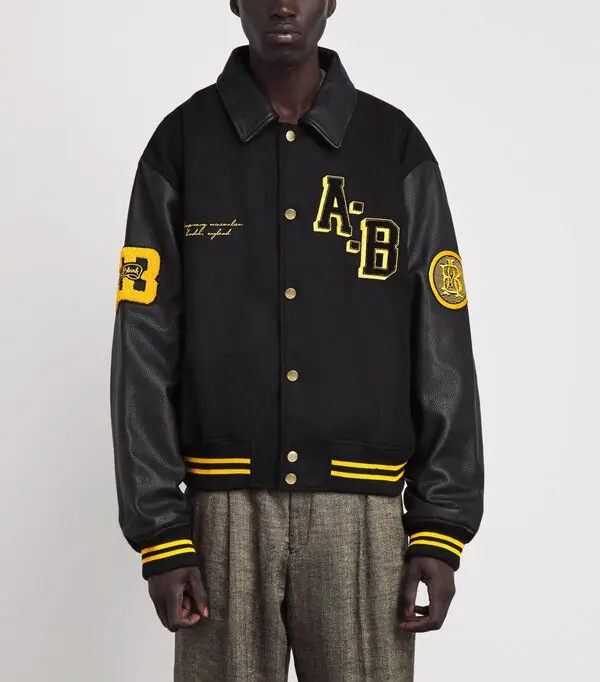 ABOUT:BLANK Leather-wool Letterman Jacket