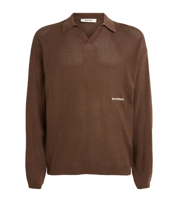 ABOUT:BLANK Knitted Long-sleeve Polo Shirt - Brown