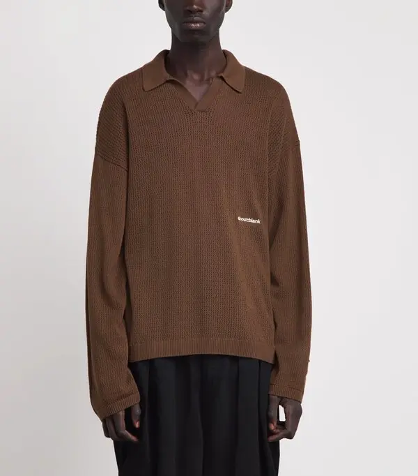 ABOUT:BLANK Knitted Long-sleeve Polo Shirt