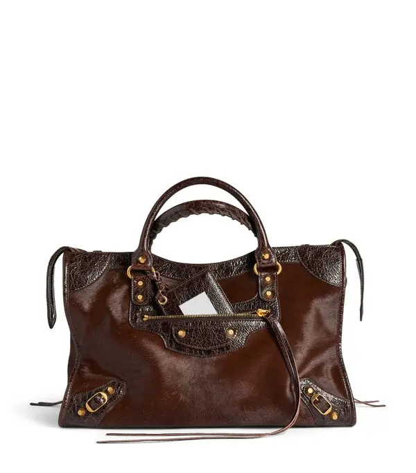 Balenciaga Medium Pony Hair Le City Top-handle Bag - Brown