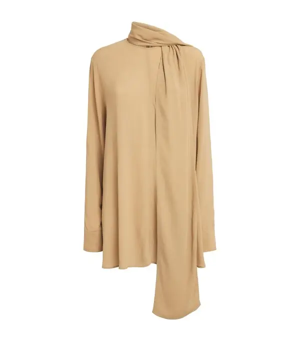 TOTEME Draped Scarf Blouse - Beige