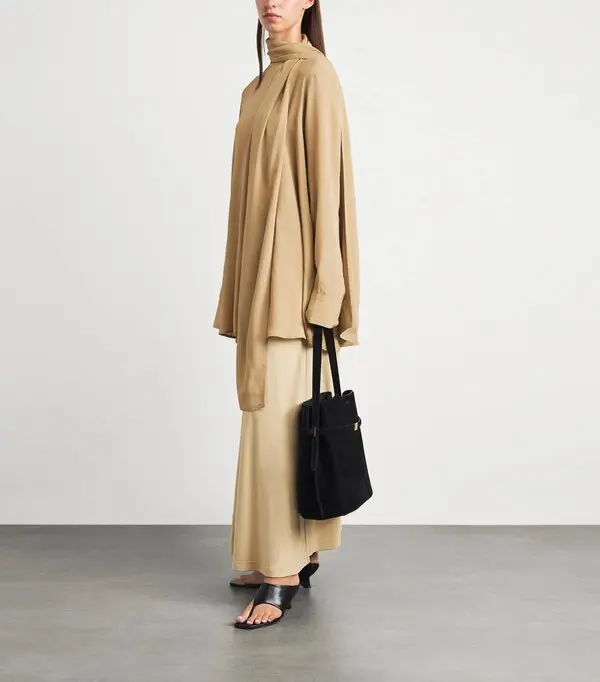 TOTEME Draped Scarf Blouse - Beige