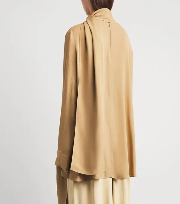 TOTEME Draped Scarf Blouse - Beige