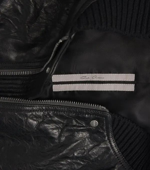 Rick Owens Crinkled Leather Bomber Jacket