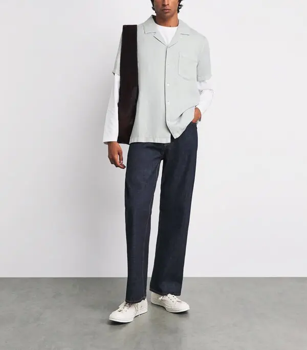 Paige Linen-blend Albro Short-sleeve Shirt - Blue