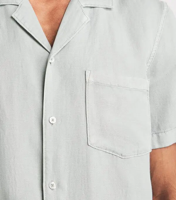Paige Linen-blend Albro Short-sleeve Shirt - Blue