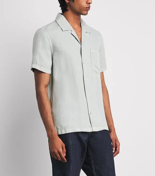 Paige Linen-blend Albro Short-sleeve Shirt - Blue