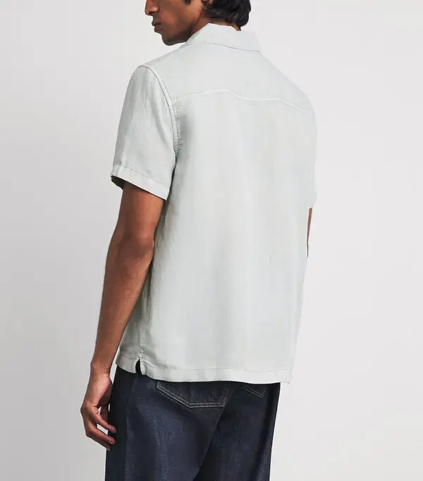 Paige Linen-blend Albro Short-sleeve Shirt - Blue