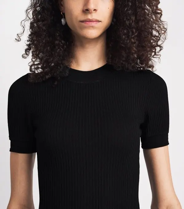 Claudie Pierlot Knitted Midi Dress With Pleated Skirt