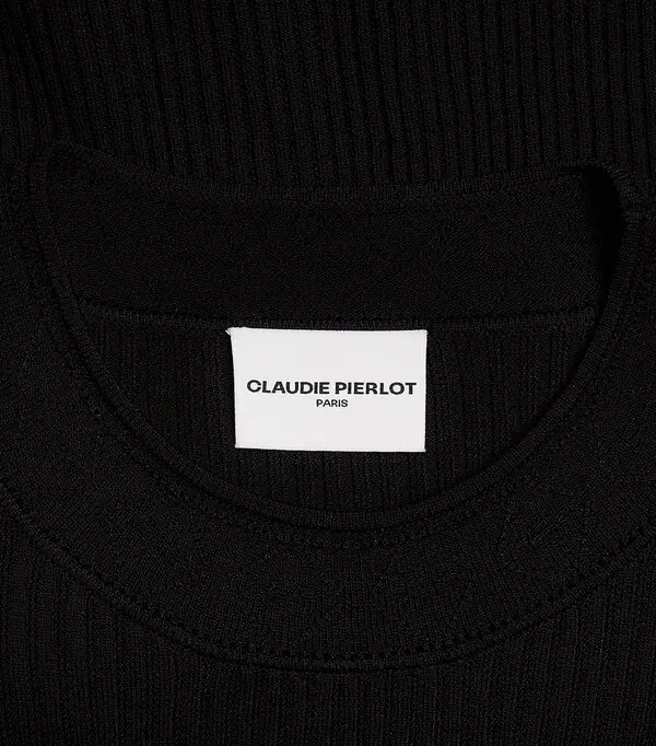 Claudie Pierlot Knitted Midi Dress With Pleated Skirt