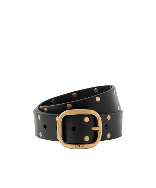 Loewe Logo Engraved Buckle Belt - Black