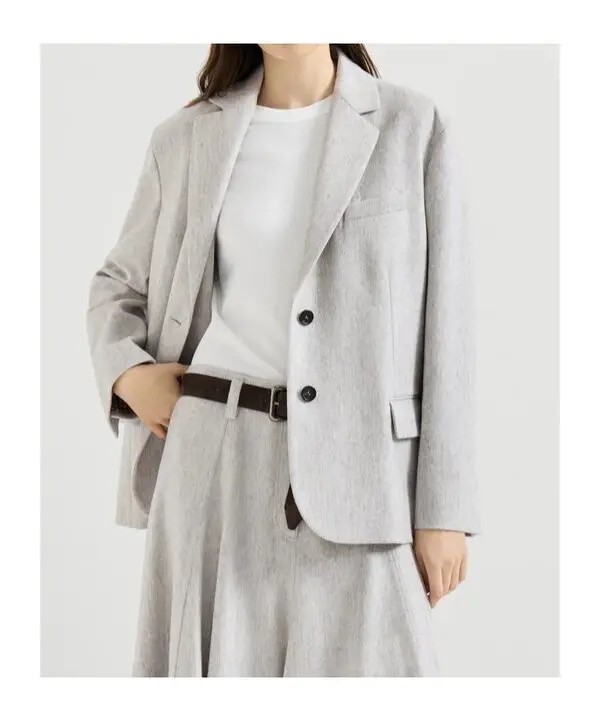 Brunello Cucinelli Wool Flannel Blazer With Monili