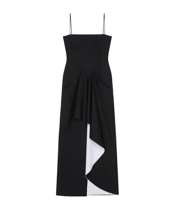 Givenchy Sliced Long Wrapped Dress In Wool And Mohair - Black