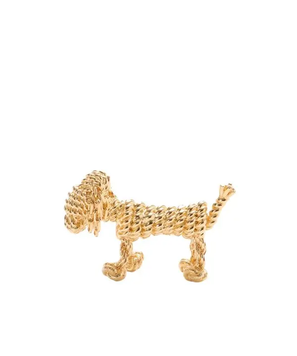 Loewe Sausage Dog Brooch - Gold
