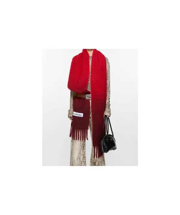 Acne Studios Logo Patch Fringed Scarf