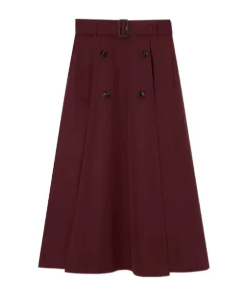Burberry Tropical Gabardine Trench Midi Skirt - Vineyard Red Grape