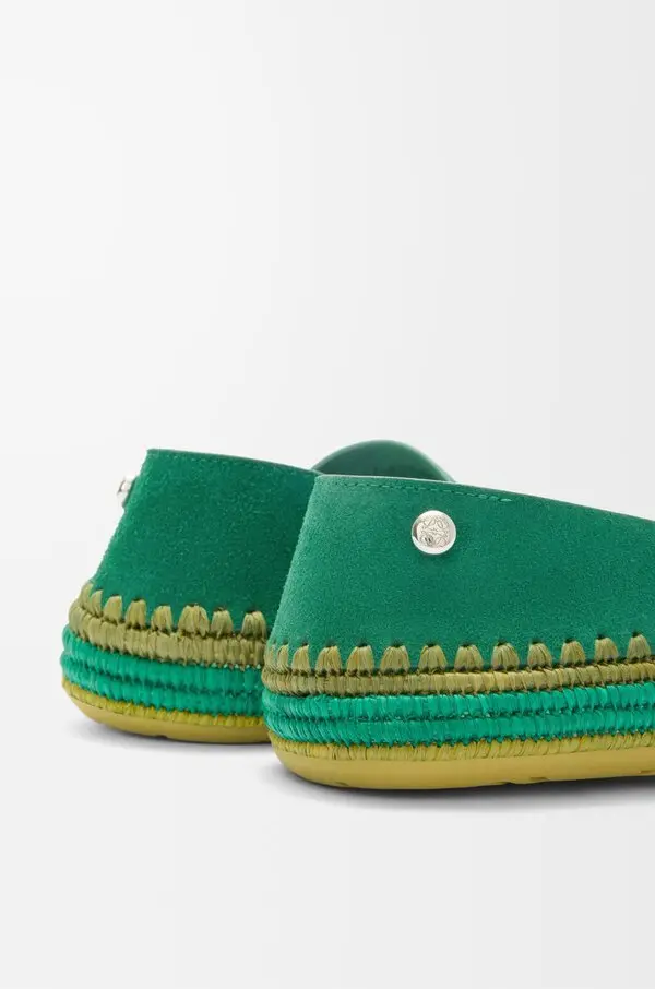 Loewe Rio Slipper In Suede And Raffia