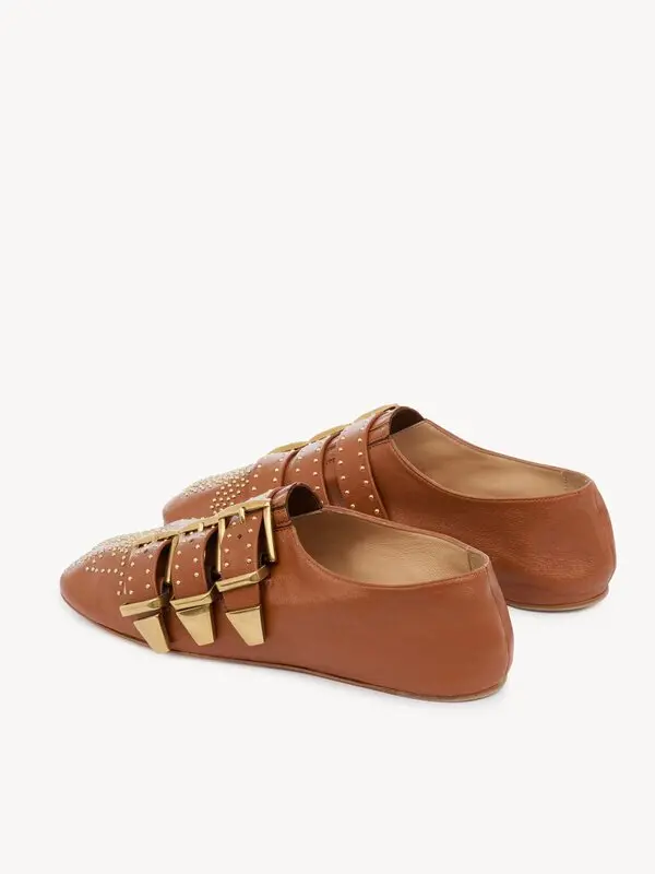 Chloé Susanna Buckle Studded Leather Flats