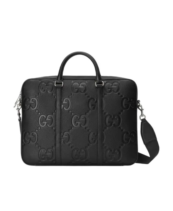 Gucci Jumbo Gg Zipped Laptop Bag - Black
