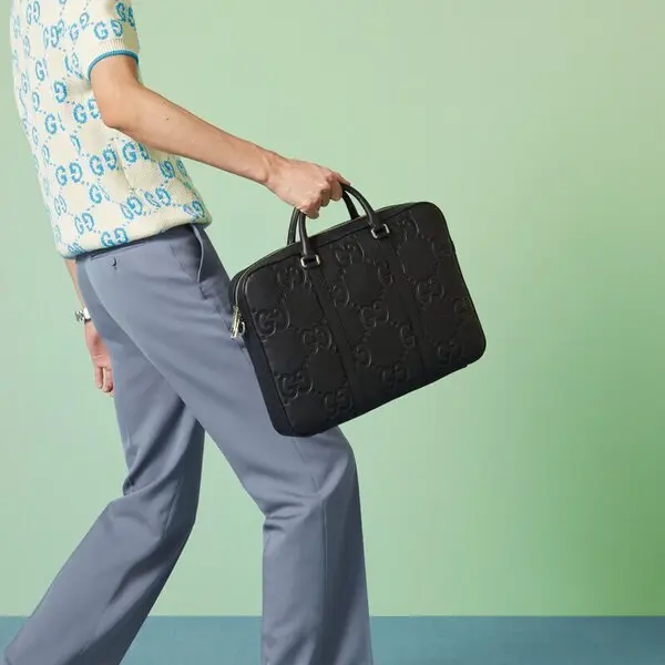 Gucci Jumbo Gg Zipped Laptop Bag