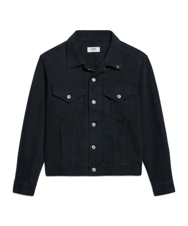 Celine Trucker Jacket In Heavy Cotton Twill - Black