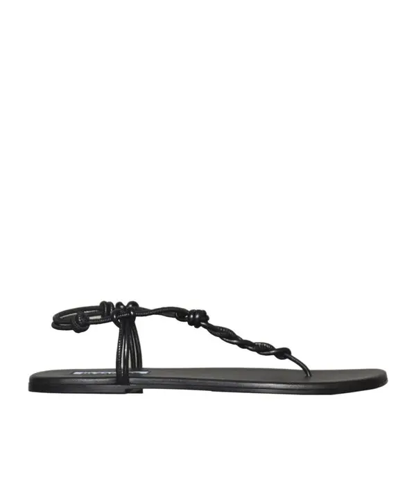 JIL SANDER Knotted-strap Slip-on Flat Sandals - Black