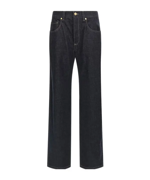 Brunello Cucinelli Monile Detailed Straight-leg Jeans - Black
