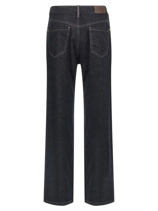 Brunello Cucinelli Monile Detailed Straight-leg Jeans - Black