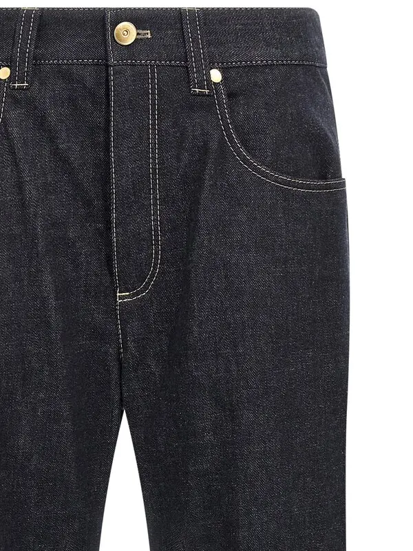 Brunello Cucinelli Monile Detailed Straight-leg Jeans - Black