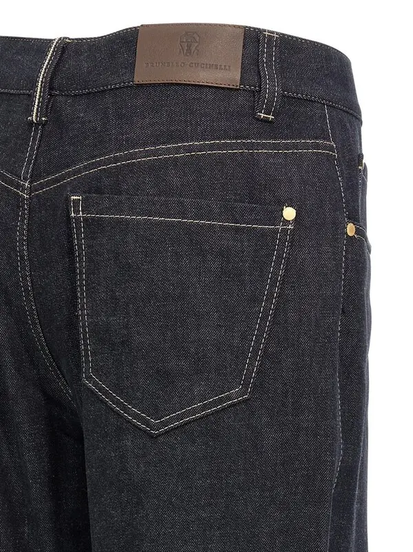 Brunello Cucinelli Monile Detailed Straight-leg Jeans - Black