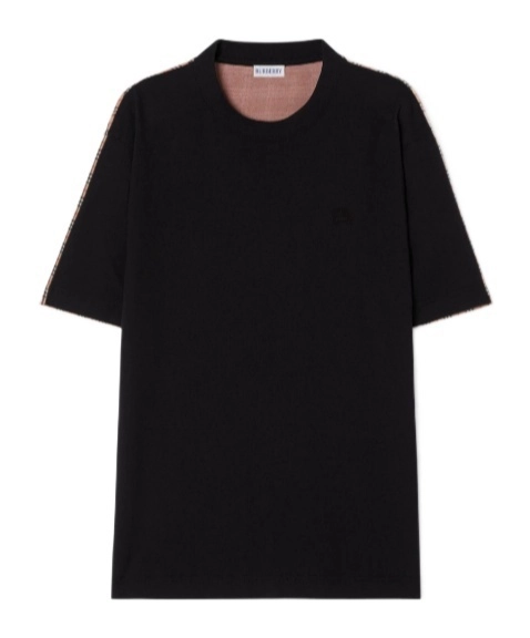 Burberry Check Cotton T-shirt - Black
