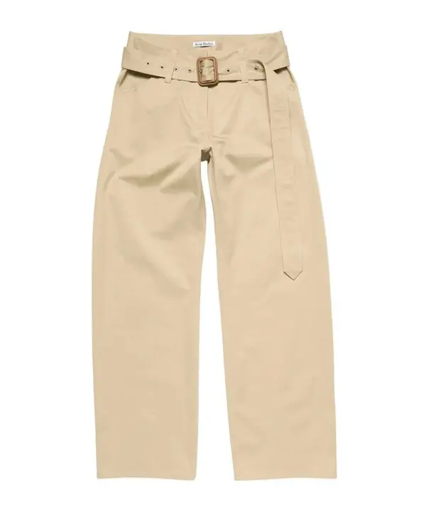 Acne Studios Twill Trousers With Belt - Nude