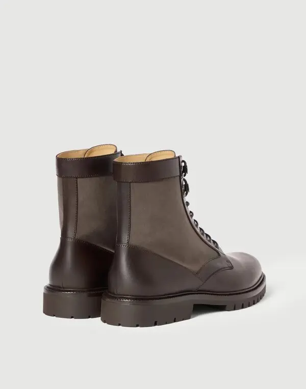 Brunello Cucinelli Waxed Calfskin And Techno Fabric Boots