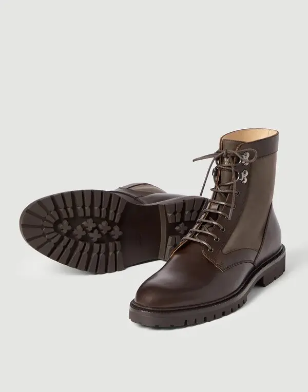 Brunello Cucinelli Waxed Calfskin And Techno Fabric Boots