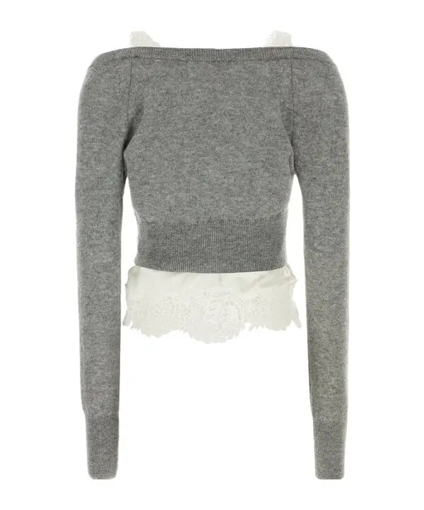 Ermanno Scervino Long Sleeve V-neck Sweater With Decorative Buttons