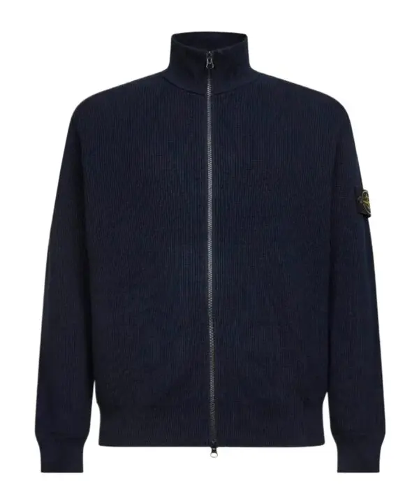 Stone Island Ribbed Stand-up Collar Cardigan