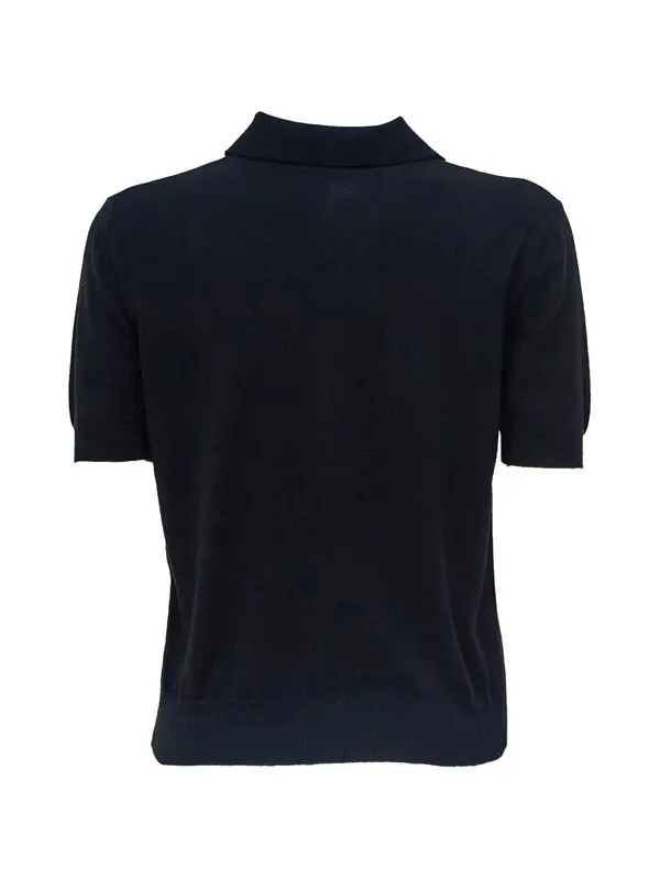 Max Mara Knitted Polo Shirt With Ribbed Details - Black