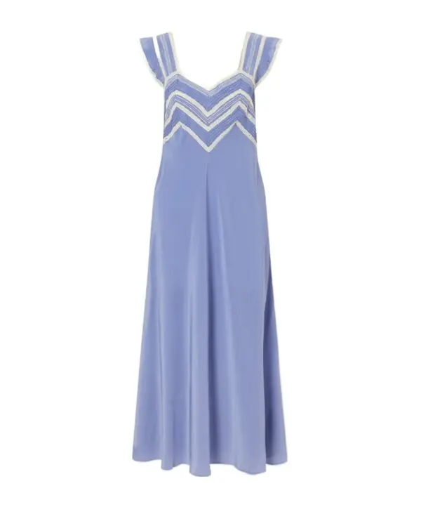 Rixo Lace-panel Dress - Blue