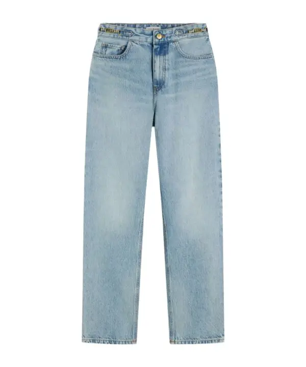 Tommy Hilfiger Logo Plaque Chain-link Tapered Leg Jeans