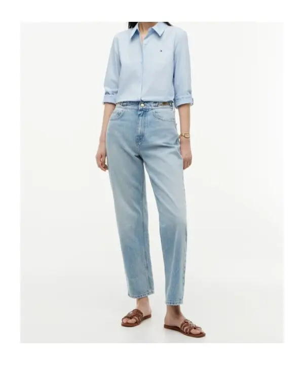 Tommy Hilfiger Logo Plaque Chain-link Tapered Leg Jeans