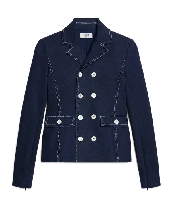 Celine Cavaliere Jacket In Stretch Denim