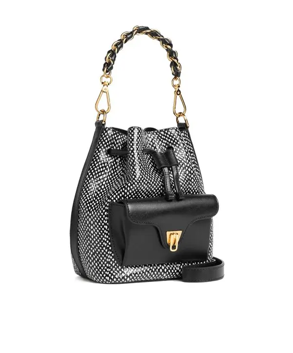 COCCINELLE Snake-print Leather Bucket Bag