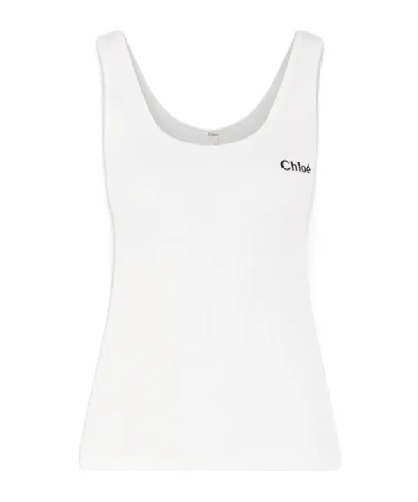 Chloé Round Neck Sleeveless Vest - White