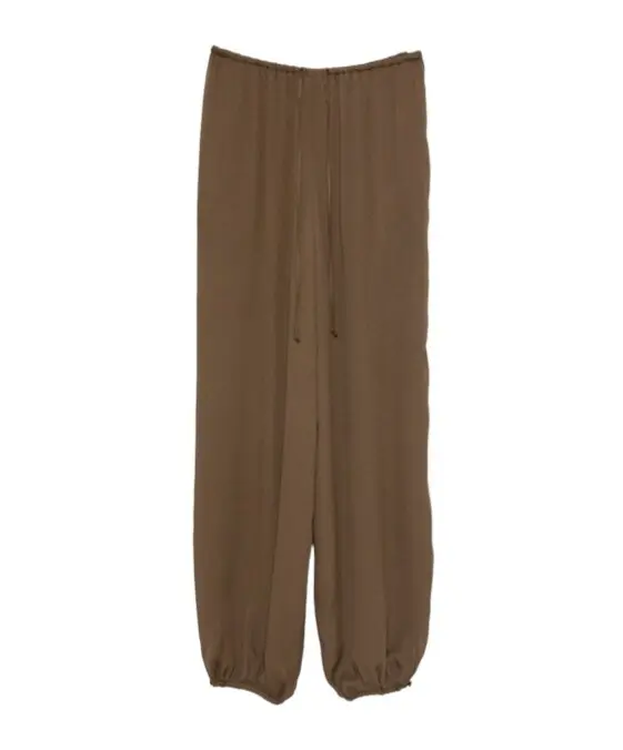 FORTE_FORTE Drawstring Waist Elasticated Hem Trousers - Green